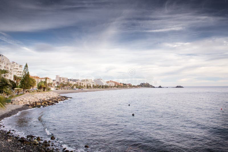 Seaside town of almunecar stock image. Image of destination - 143302665