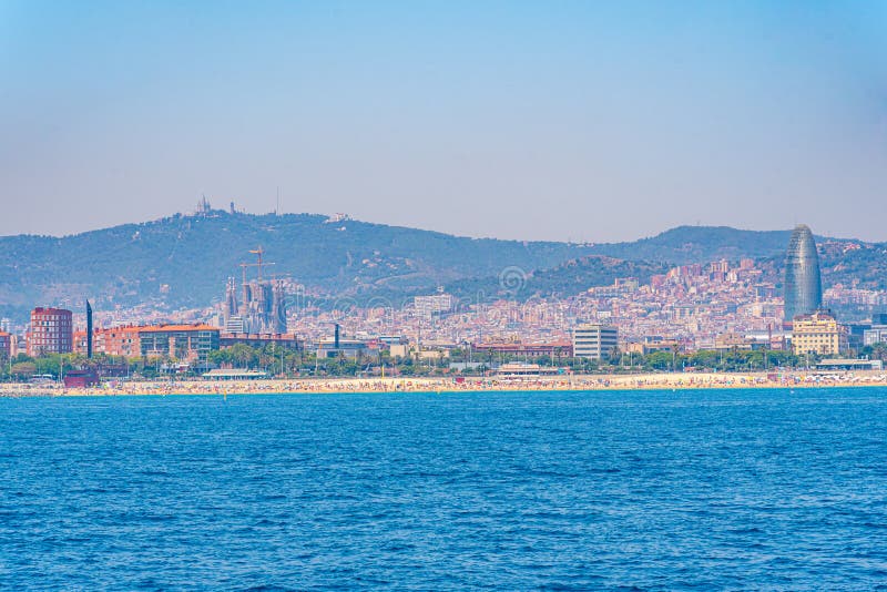 Seaside View of Barcelona in Spain Stock Image - Image of torre ...