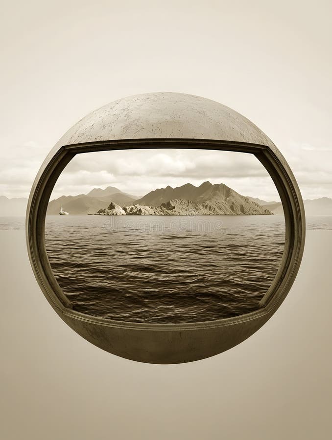 Seaside View through a Geometric Frame Stock Illustration ...