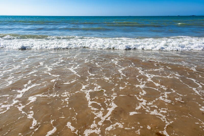 Seaside and Waves, Beach with Sand, Water, Shell Stock Photo - Image of ...