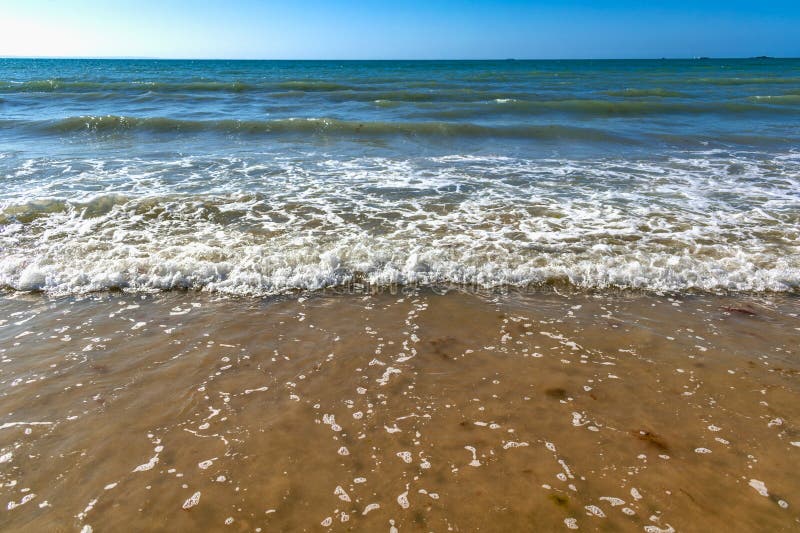 Seaside and Waves, Beach with Sand, Water, Shell Stock Photo - Image of ...