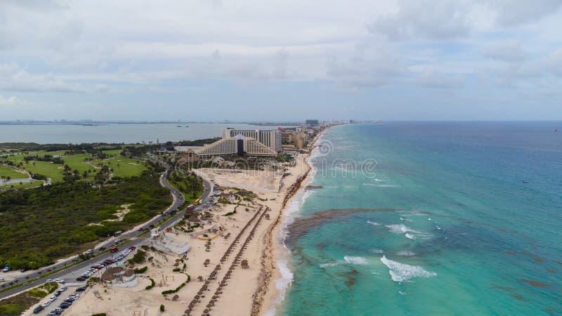 Seaside, White Sandy Beach and Sea Water Contaminated with Algae. the ...