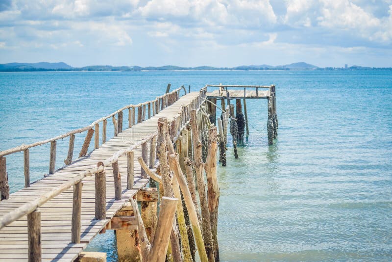 Seaside wooden bridge stock photo. Image of beach, empty - 58506868