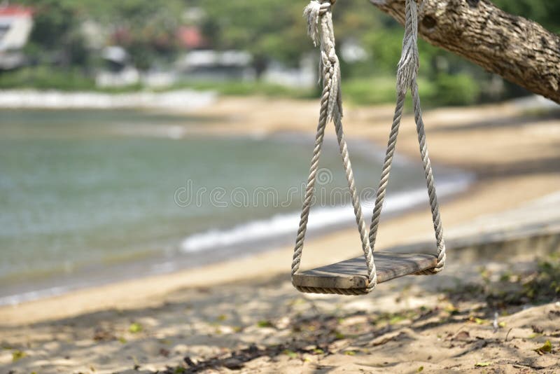 Seaside Wooden Swing, Quiet Atmosphere Stock Image - Image of quiet ...