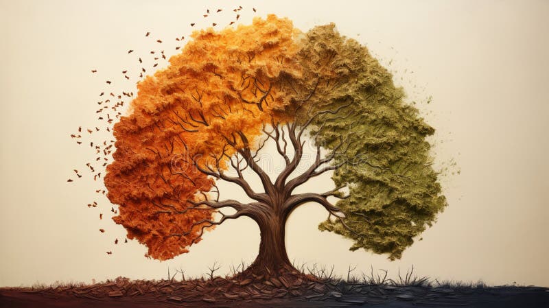 Season Change on Tree, Represent Change Time through Year Stock ...