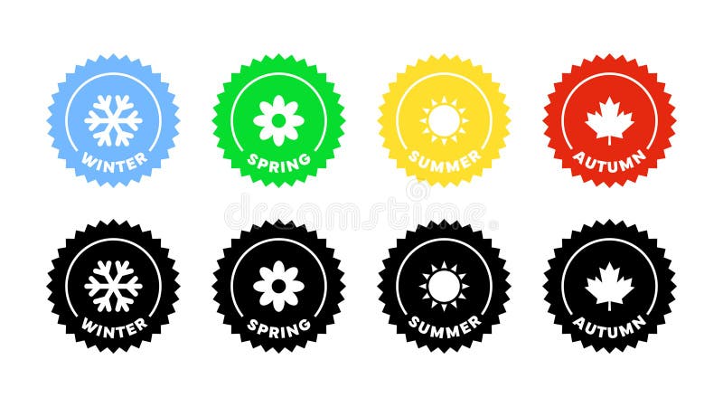 Season Icons. Four Seasons of the Year Icons Stock Illustration ...