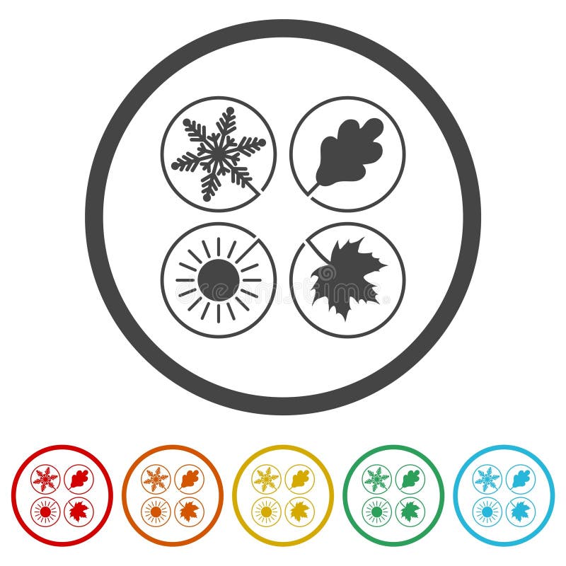 Season Icons. Set Icons in Color Circle Buttons Stock Illustration ...