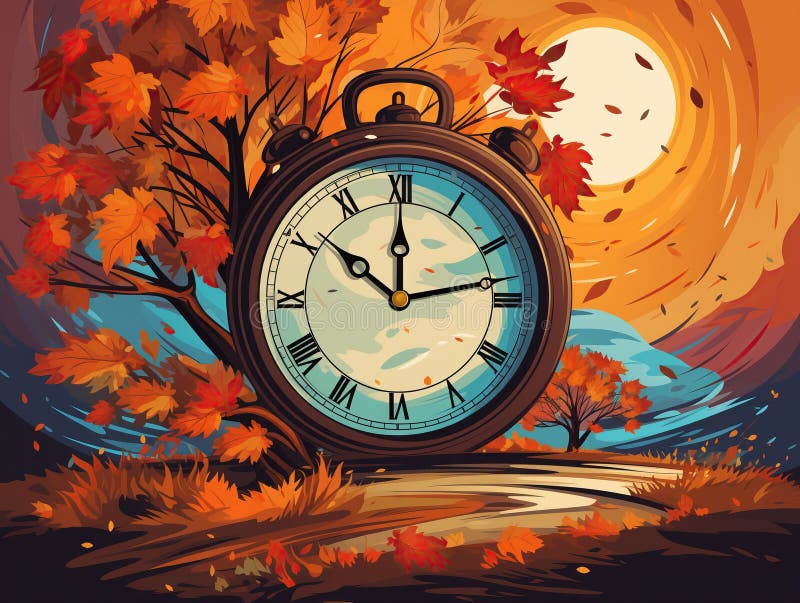 Season Time Banner Design with Clock and Elements Concept Image Stock ...