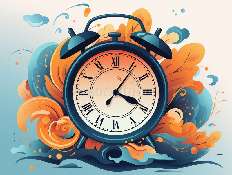 Season Time Banner Design with Clock and Elements Concept Image Stock ...