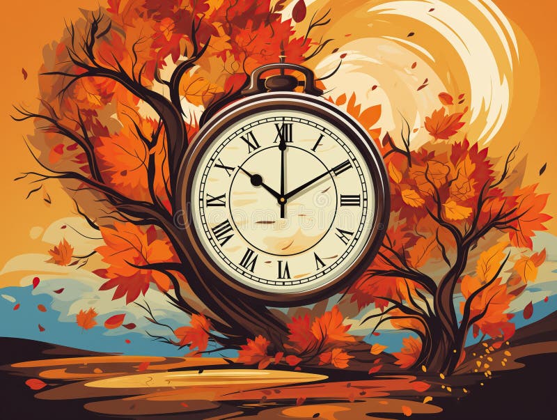 Season Time Banner Design with Clock and Elements Concept Image Stock ...