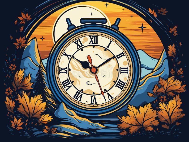 Season Time Banner Design with Clock and Elements Concept Image Stock ...