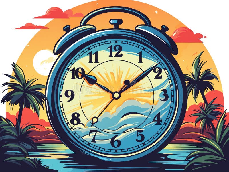 Season Time Banner Design with Clock and Elements Concept Image Stock ...