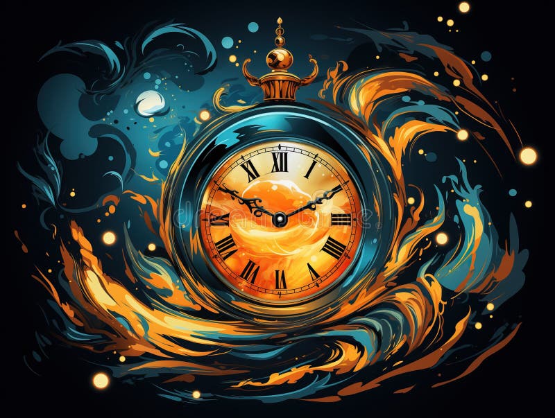 Season Time Banner Design with Clock and Elements Concept Image Stock ...