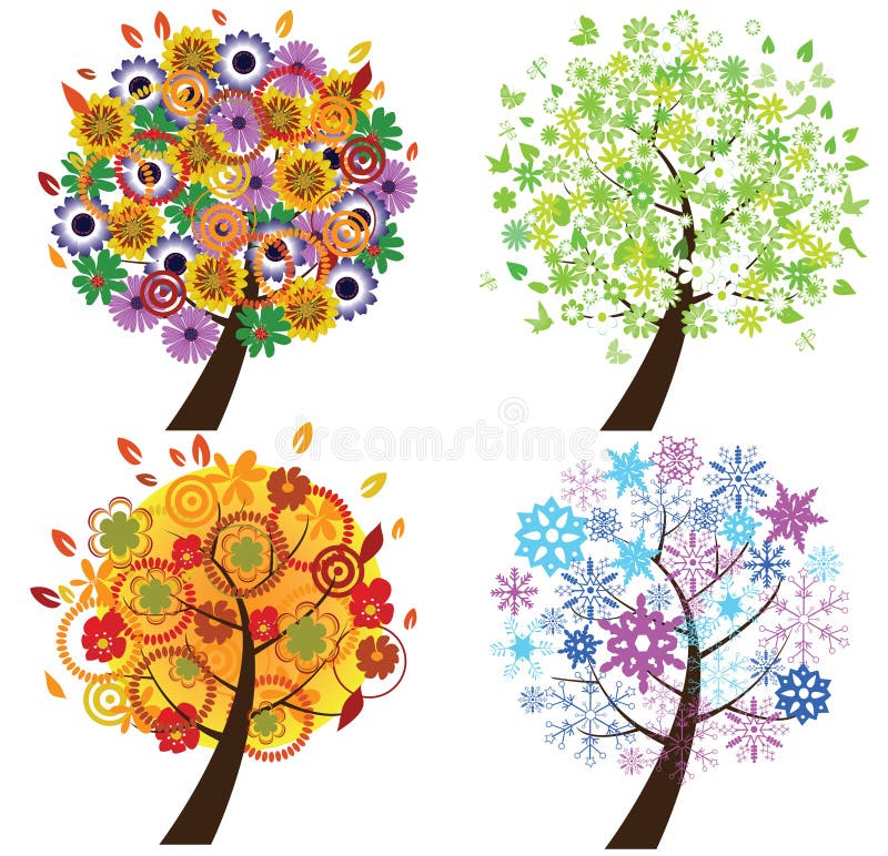 Season trees stock vector. Illustration of plant, foliage - 8408993