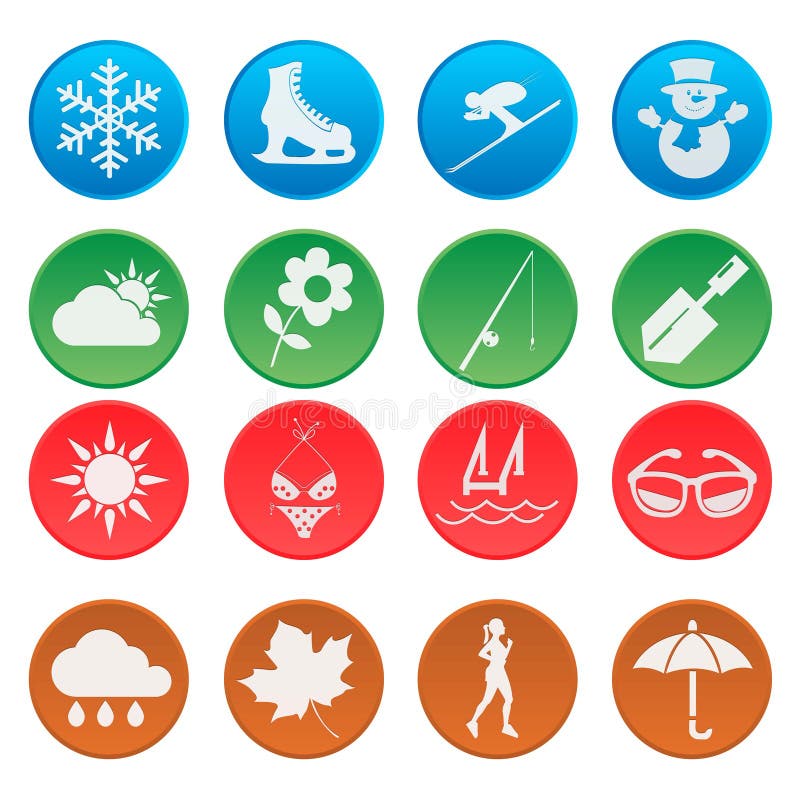 Season weather icon set stock vector. Illustration of drawn - 39550738