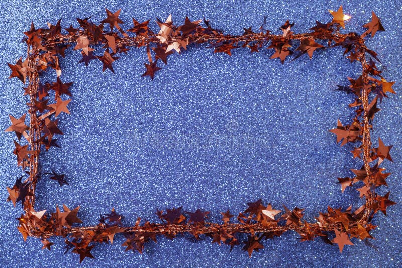 Seasonal Backdrop with Red Stars Rectangular Frame, on Blue Glitter ...