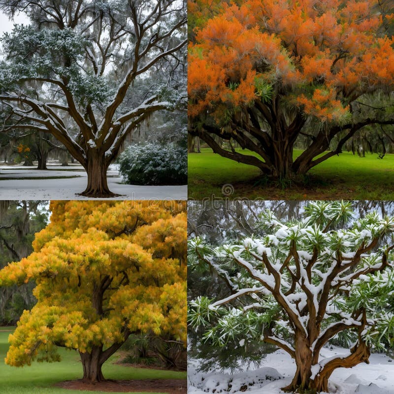 Seasonal Beauty: the Florida Yew in Spring, Fall, and Winter Stock ...