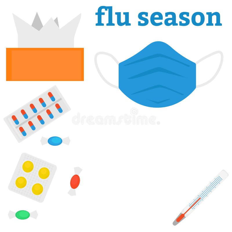 Seasonal Cold or Flu. Set of Flat Images Stock Vector - Illustration of ...