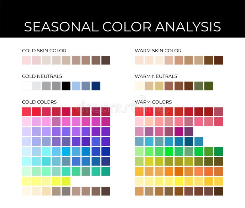 Seasonal Color Analysis Palette with Cold and Warm Color Swatches ... Seasonal Color Analysis Palette with Cold and Warm Color Swatches ...
