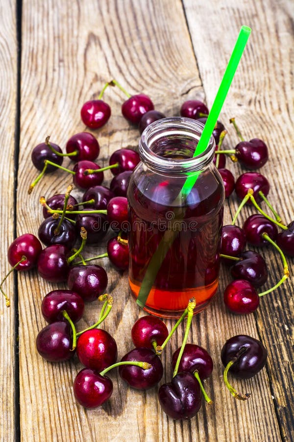 Seasonal Dessert: Drink from Cherry and Fresh Berries. Stock Image ...