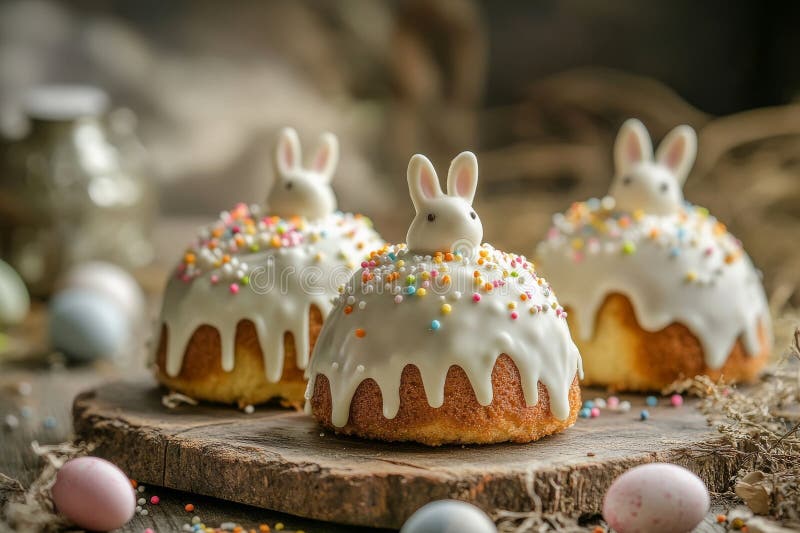 A Seasonal Dessert Spread Featuring Mini Spring Bento Cakes on a Rustic ...