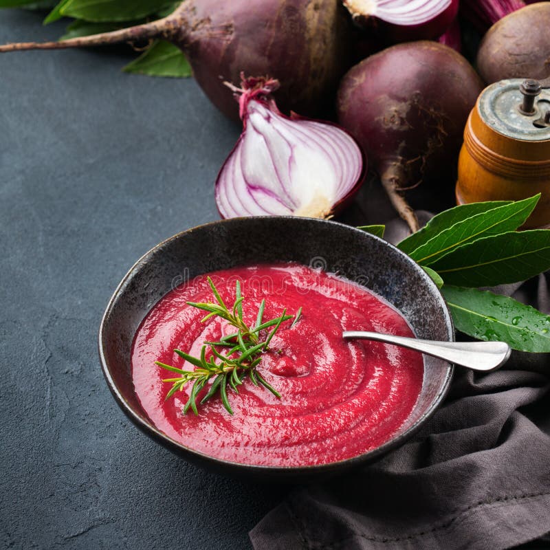 Seasonal Fall Autumn Creamy Beetroot Soup on a Table Stock Image ...