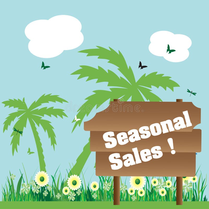 Seasonal Sales Wooden Plate Stock Vector - Illustration of blossom ...