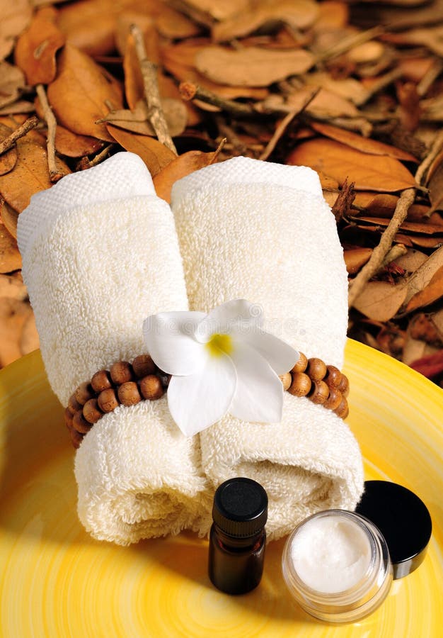 Seasonal Spa Products in the Fall or Autumn Stock Image - Image of ...