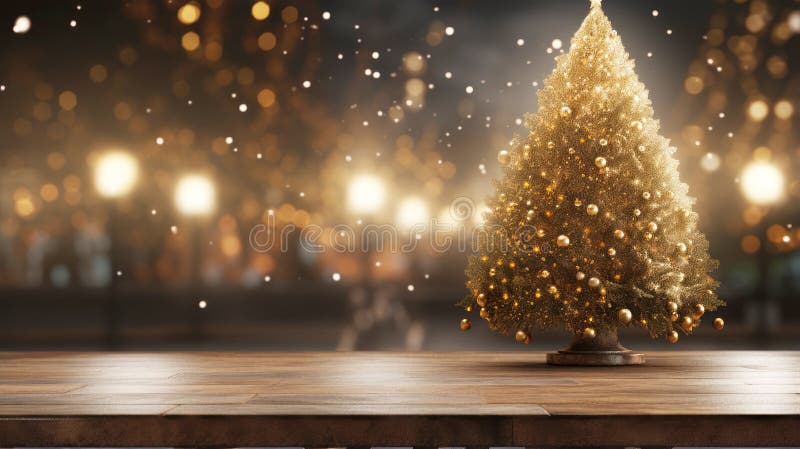 Seasonal Splendour: Decorated Christmas Tree Scene, Text Space Stock ...