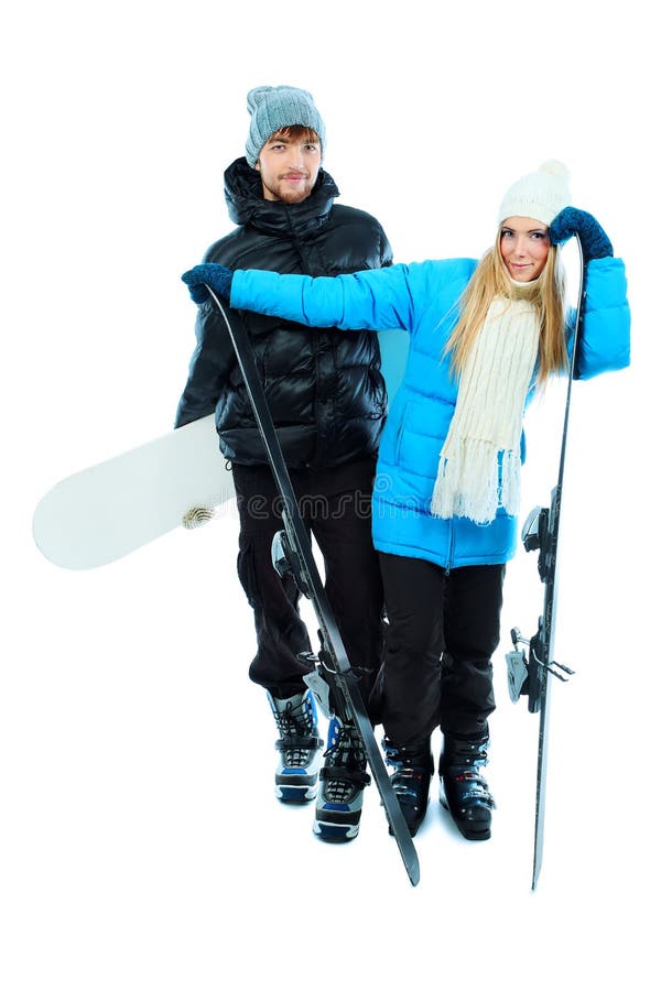 Seasonal sport stock photo. Image of snowboard, couple - 12568678