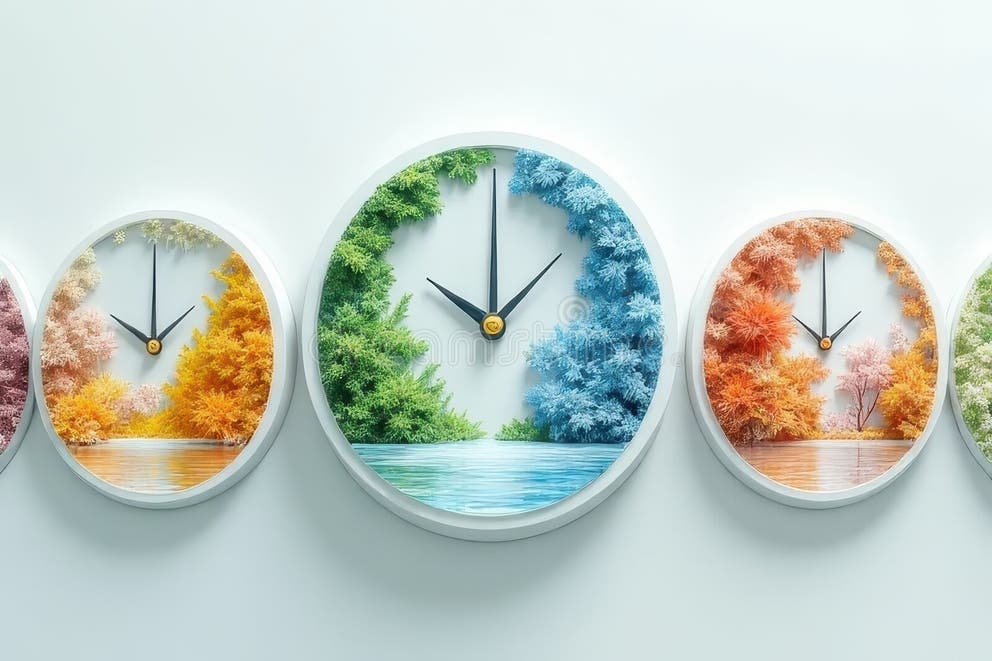Seasonal Time Evolution stock illustration. Illustration of passing ...