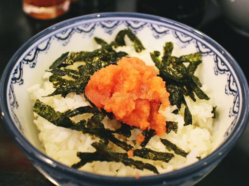 Seasoned cod roe donburi stock image. Image of seasoned - 77531629