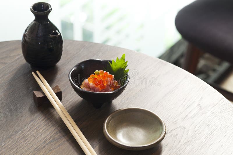 Seasoned Cod Roe and Raw Salmon Stock Photo - Image of macro, bowl ...