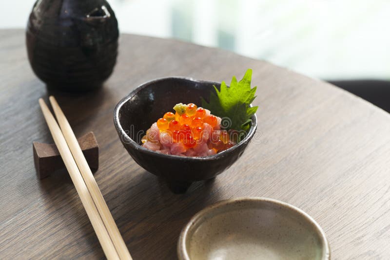 Seasoned Cod Roe and Raw Salmon Stock Photo - Image of healthy, plate ...