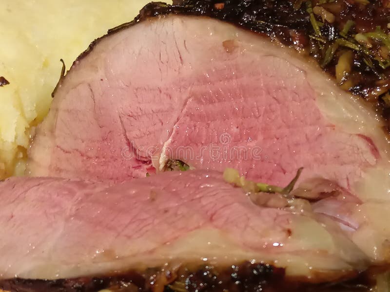 Juicy Lean Lamb Leg Pink on the Inside Stock Image - Image of pink ...