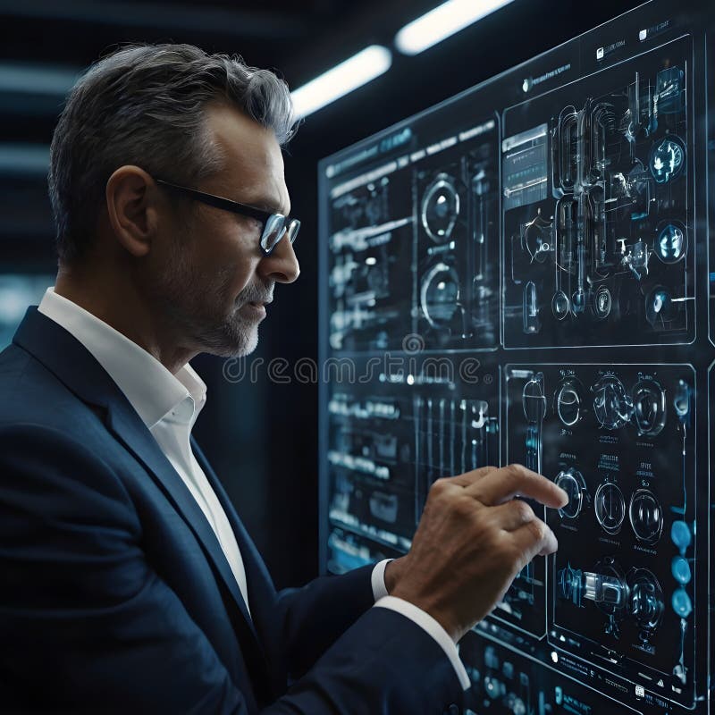 A Seasoned Engineer Meticulously Analyzing Complex Technical Schematics ...