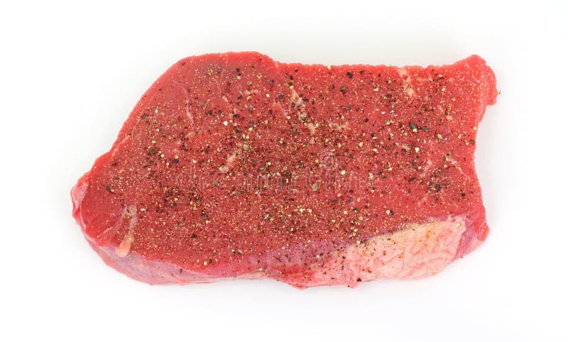 Seasoned Medium Round Tip Steak Overhead View Stock Image - Image of ...