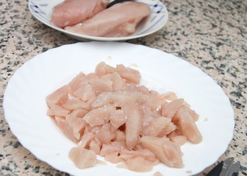 Seasoned Minced Chicken Breast Stock Image - Image of salting, plate ...