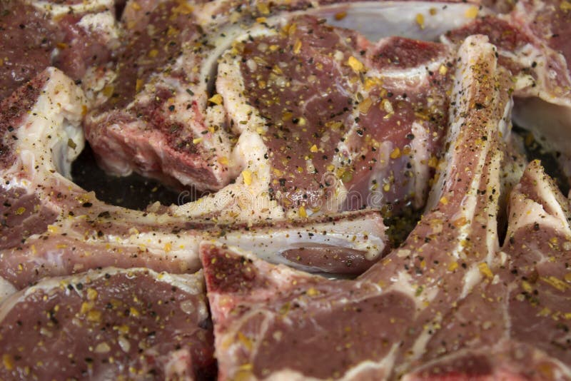 Seasoned raw Lamb chops stock image. Image of salt, cooking - 55268599