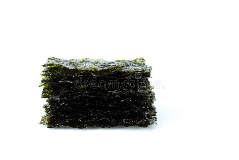 Seasoned Seaweed Snack. Algae Sheets Stacked in a Pile on White ...