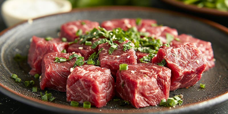 Seasoning and Marinating Raw Beef. AI Generative Stock Illustration ...
