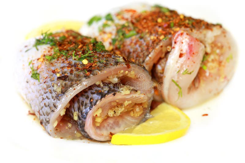 Seasoning WhiteFish stock image. Image of black, close - 23560953