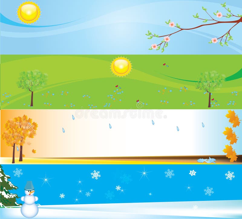 Vector Banner - Four Seasons Stock Vector - Illustration of postcard ...