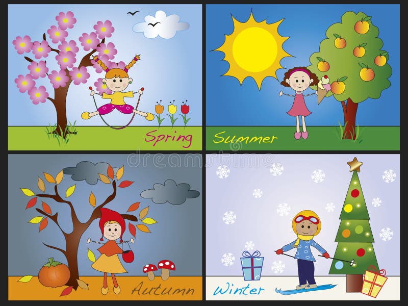Seasons stock illustration. Illustration of funny, branches - 29362517