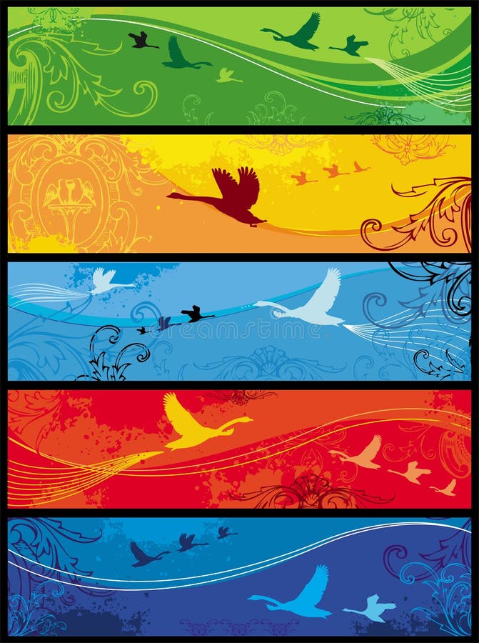 Seasons birds banners stock vector. Illustration of happiness - 3947438