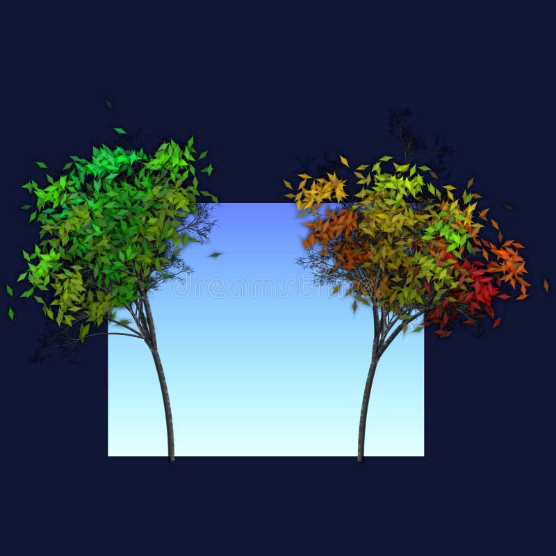 Seasons Change Autumn Winter Summer Spring Village Stock Vector ...