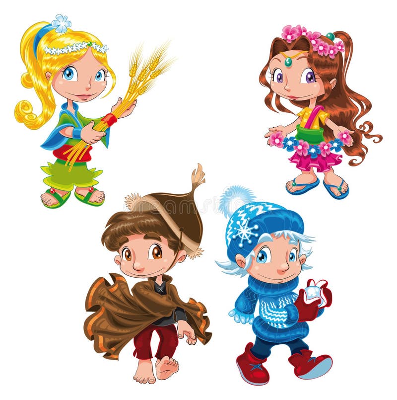 Seasons characters stock vector. Illustration of girl - 7524772