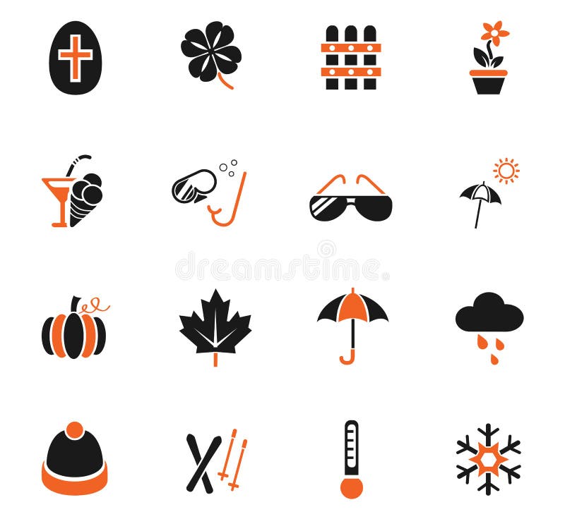 Seasons icon set stock illustration. Illustration of nature - 88288961
