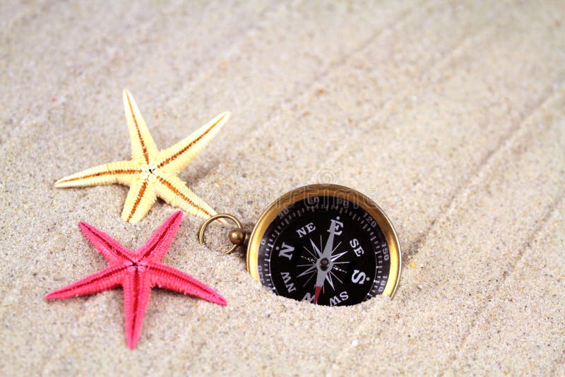Seastars and compass stock image. Image of exotic, copyspace - 35260671