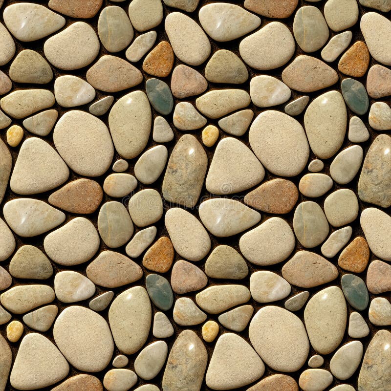 Seastones Seamless Pattern. Polished Rounded Pebbles Repeating ...